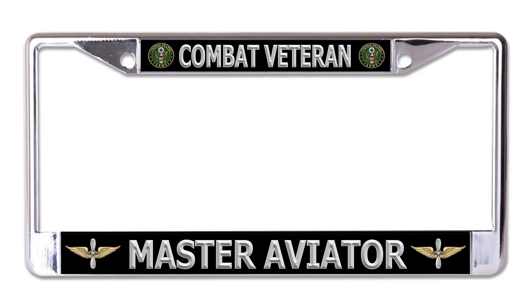Amazon.com: U.S. Army Master Aviator Chrome License Plate Frame ...