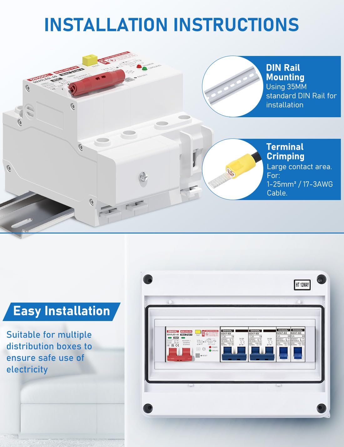 Snapklik.com : DIHOOL 2 Pole 20 Amp GFCI Breaker