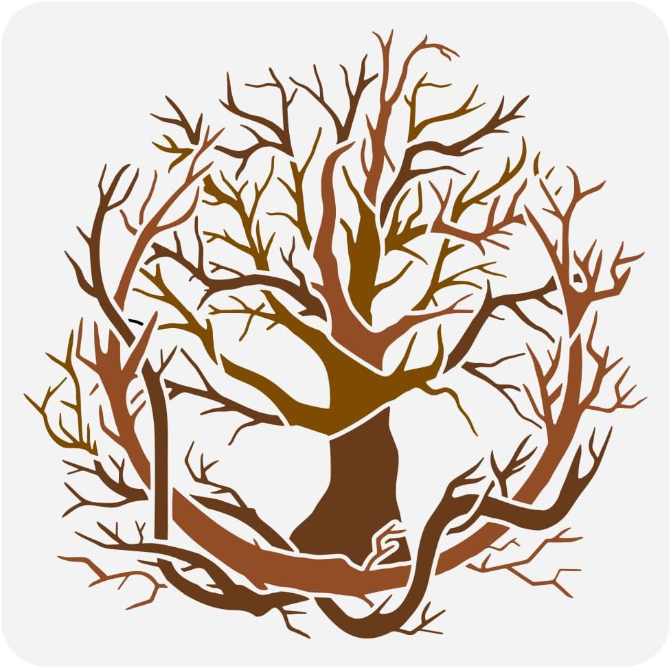 FINGERINSPIRE Large Twisted Tree Painting Stencil 30 x 30 cm Pet Plant ...