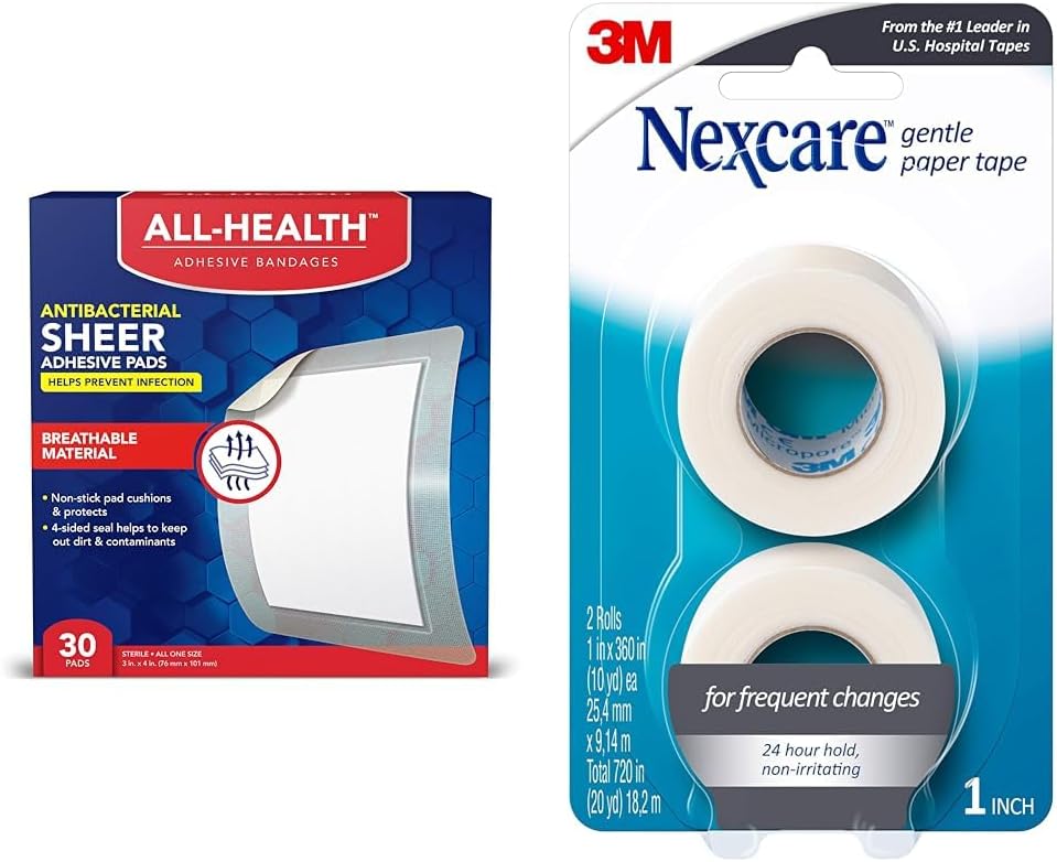 Amazon.com: All Health Antibacterial Sheer Adhesive Pad Bandages, 3 in ...