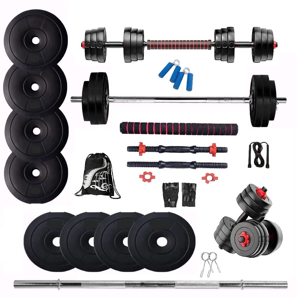 Bodyfit Home Gym Set 8kg -100kg Weight Plate +Multi Extension Barbell ...