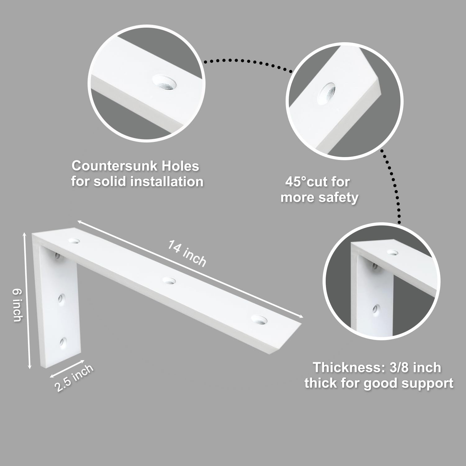 Snapklik.com : Countertop Support Bracket 3 Pack 14 Inch Heavy Duty 3/8 ...