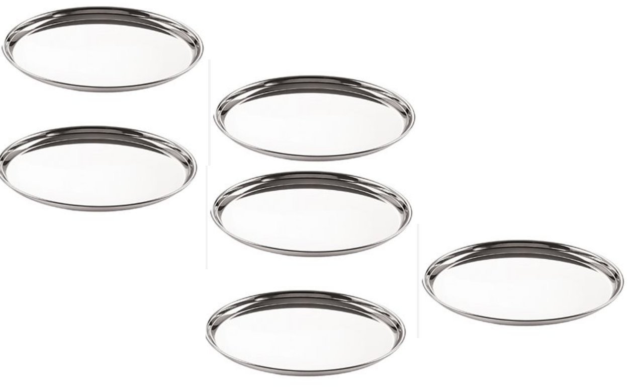 Buy Neelam Buffet Plate - Beggi China, Stainless Steel, 12 inch (6 ...