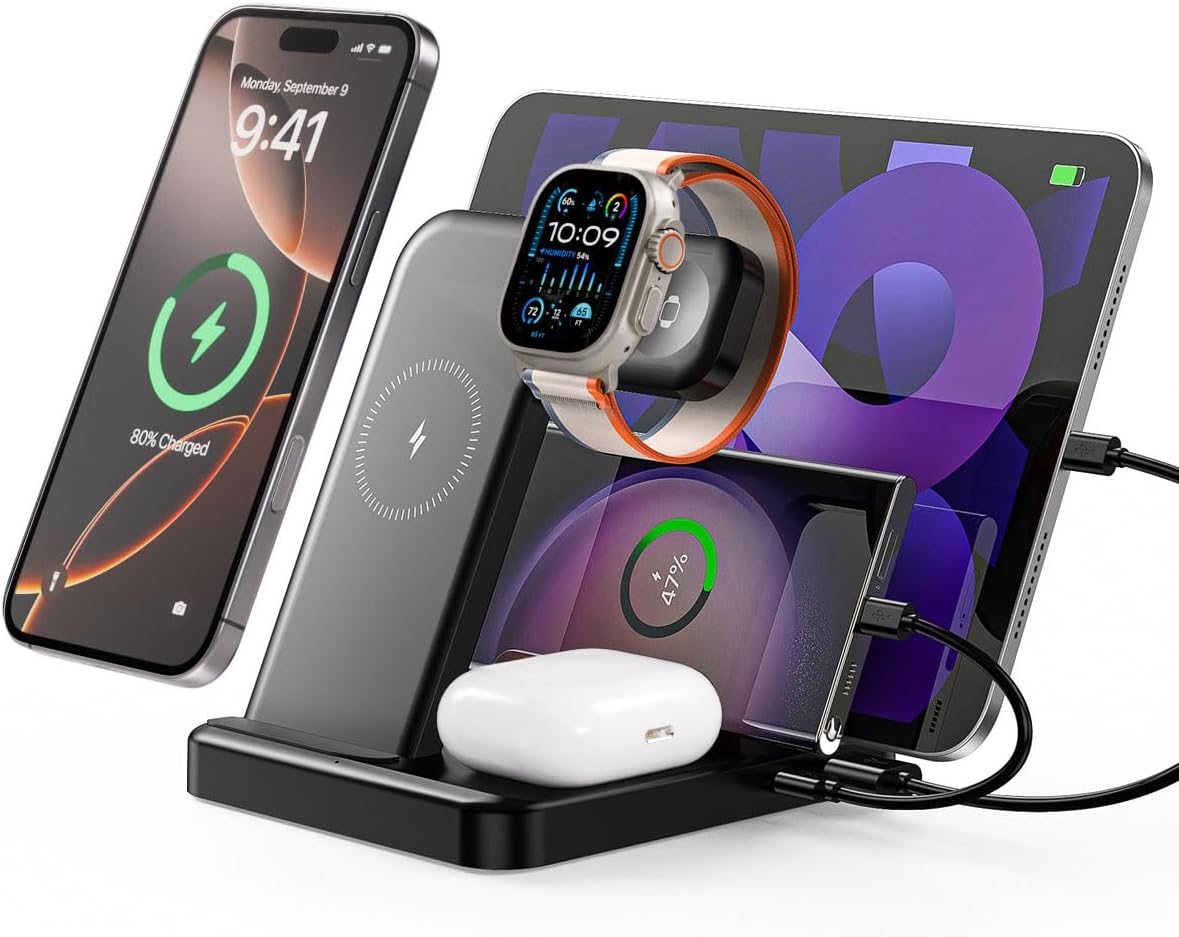 Amazon.com: Intoval 5-in-1 Charging Station, for iPhones 16e/16 Pro/16 ...