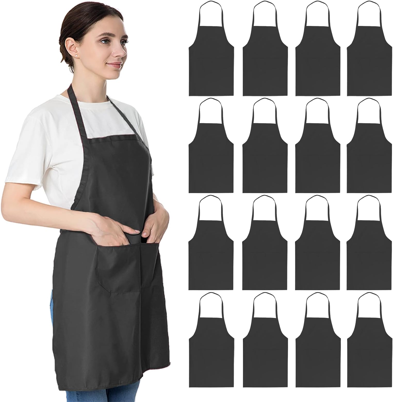 Amazon.com: Iconikal Bib Apron With 2 Pockets For Men and Women, Tuxedo ...
