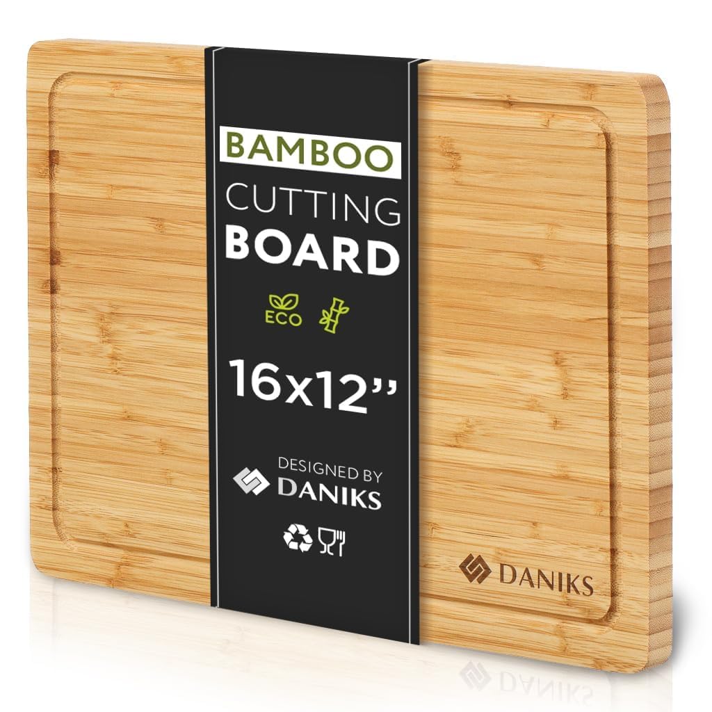 Amazon.com: Daniks 100% Organic Bamboo Extra Large Cutting Board for ...