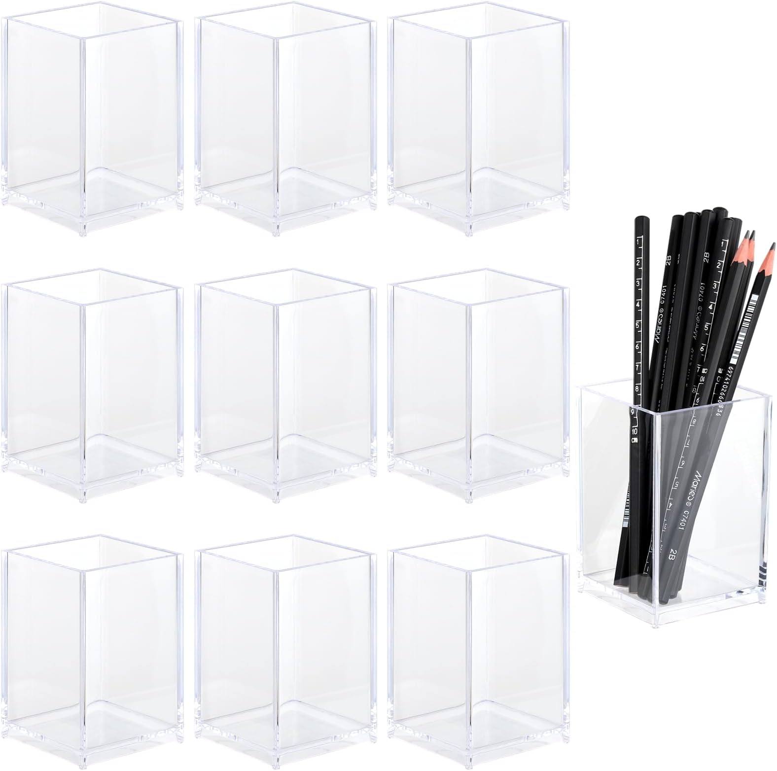 Amazon.com: 10 Pack Clear Acrylic Pen Holder Makeup Brush Holder ...