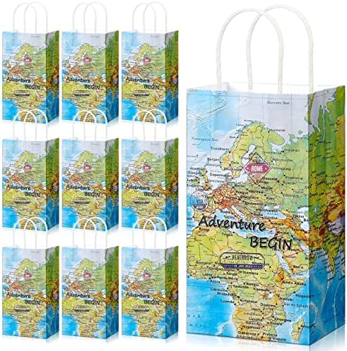 Amazon.com: SATINIOR 60 Pcs World Map Travel Favor Bags with Stickers ...