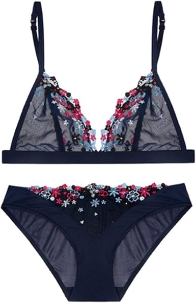 Intimo femminile con bordo in pizzo floreale Set reggiseno a triangolo ...