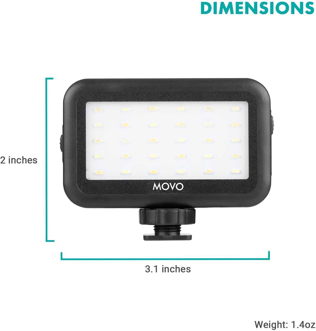 Movo Mini panel de luz LED LED-30 con brillo ajustable y batería ...