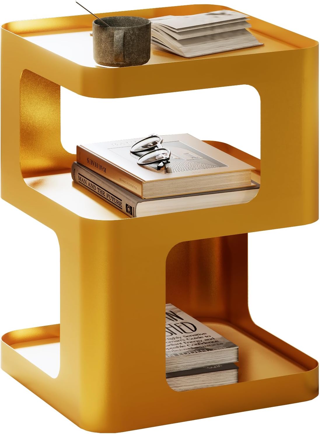 Amazon.com: BUZUEY Gold Side Table,Modern end Table with Storage,Unique ...