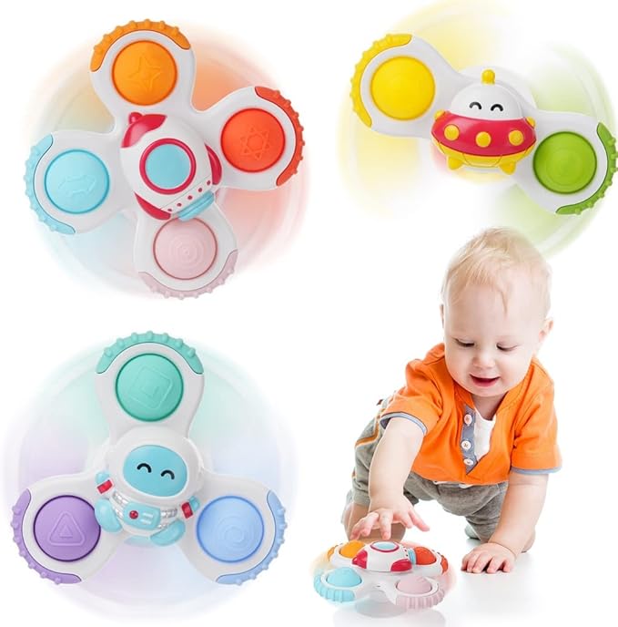 Amazon.com: Outgeek Suction Cup Spinner Toys: 3PCS Kids Spinning Top ...