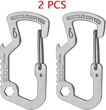 Amazon.com: Keychain Carabiner- Heavy Duty, Stainless Steel- 2 Pcs ...