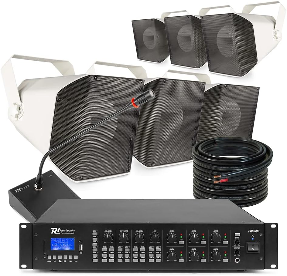 Power Dynamics 6-Zone HS650 Full Range Horn Speaker Matrix System with ...