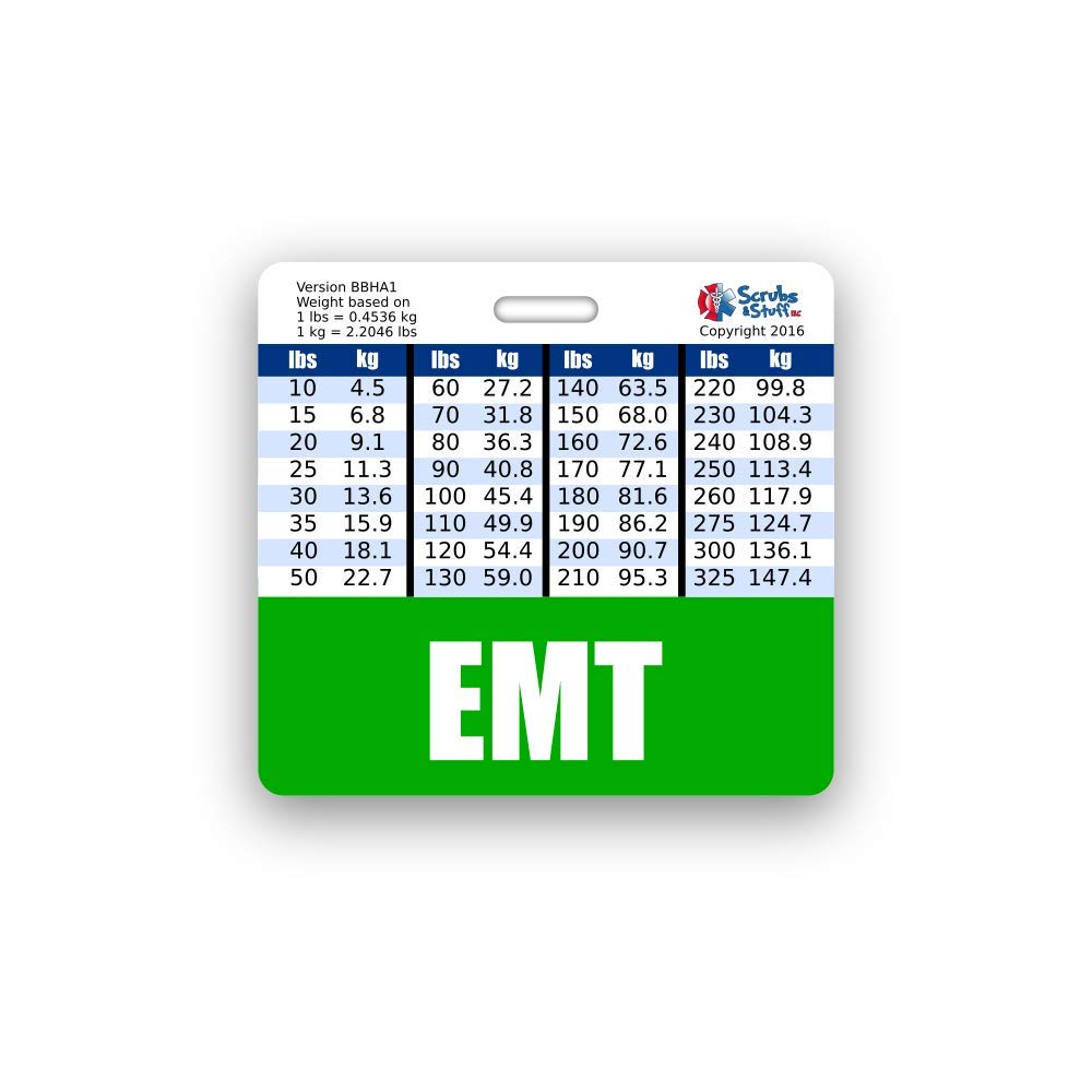 Amazon.com : EMT Badge Buddy Horizontal w/Height & Weight Conversion ...