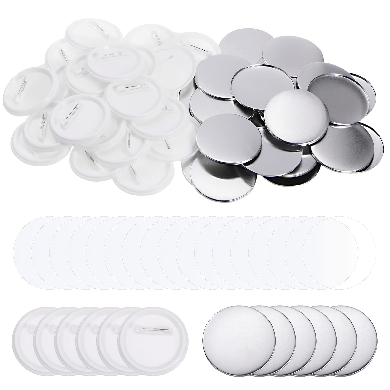 sourcing map 200 Set 58mm 2.25 Inch Blank Pin Back Button Parts, Sewing ...