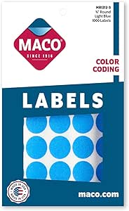 Amazon.com : MACO Light Blue Round Color Coding Labels, 3/4 Inches in ...