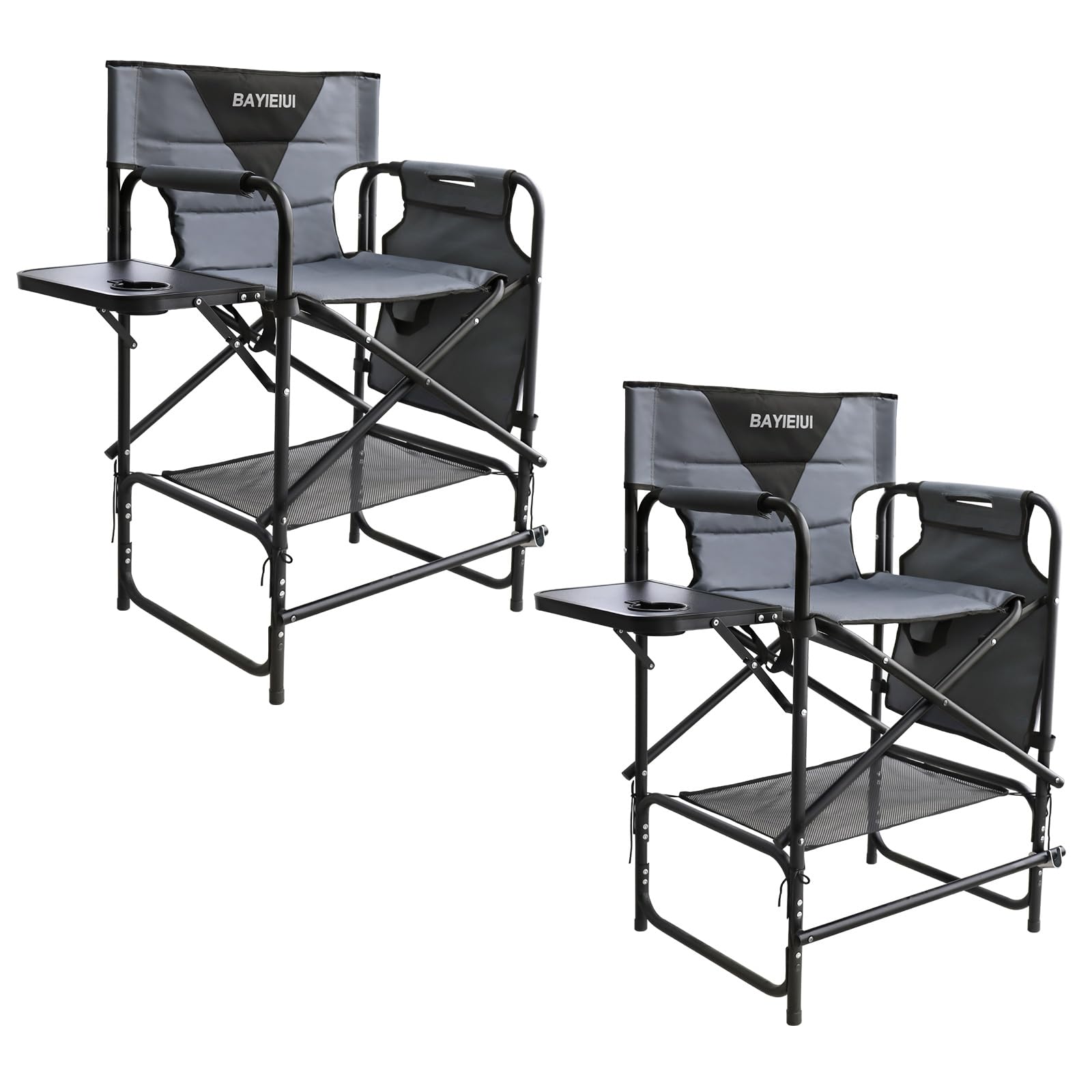 2-Pack Tall Folding Directors Chair with Side Table 26.77" Seat Height ...