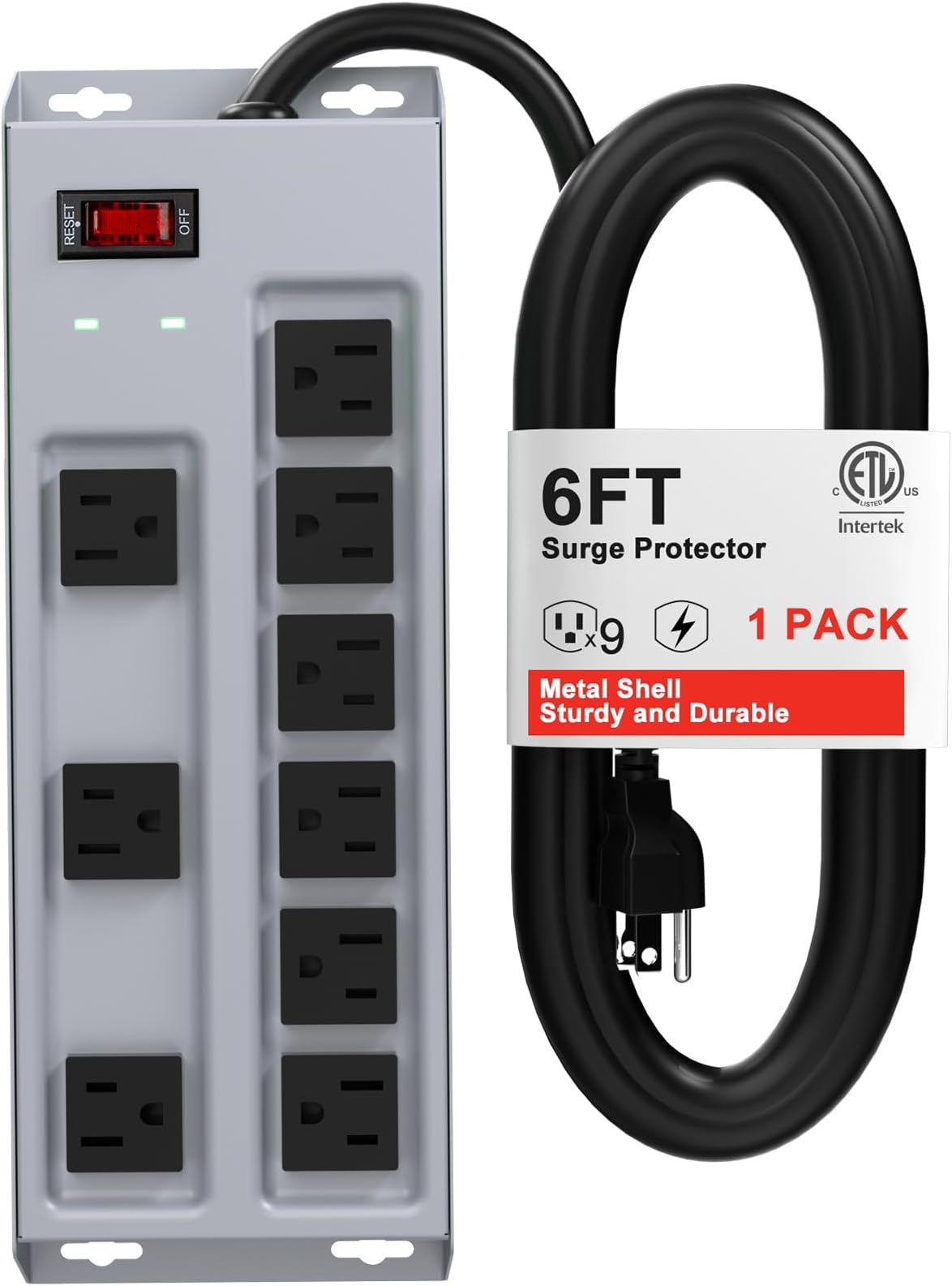 Amazon.com: Heavy Duty Power Strip with Metal Cover, Industrial 9 ...