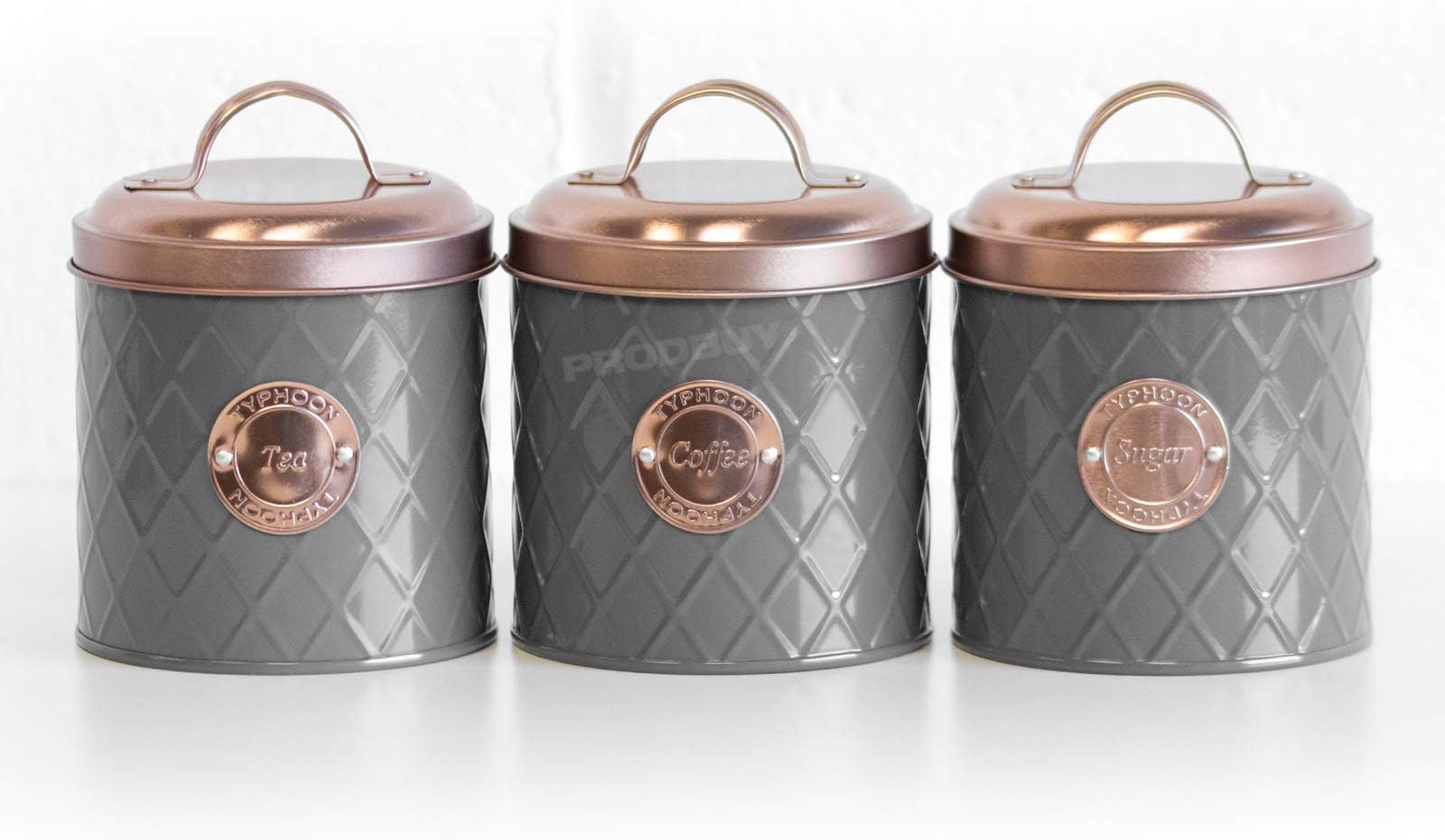 3 x Glass 600ML Storage Jars Copper Lids Tea Coffee Sugar : Amazon.co ...