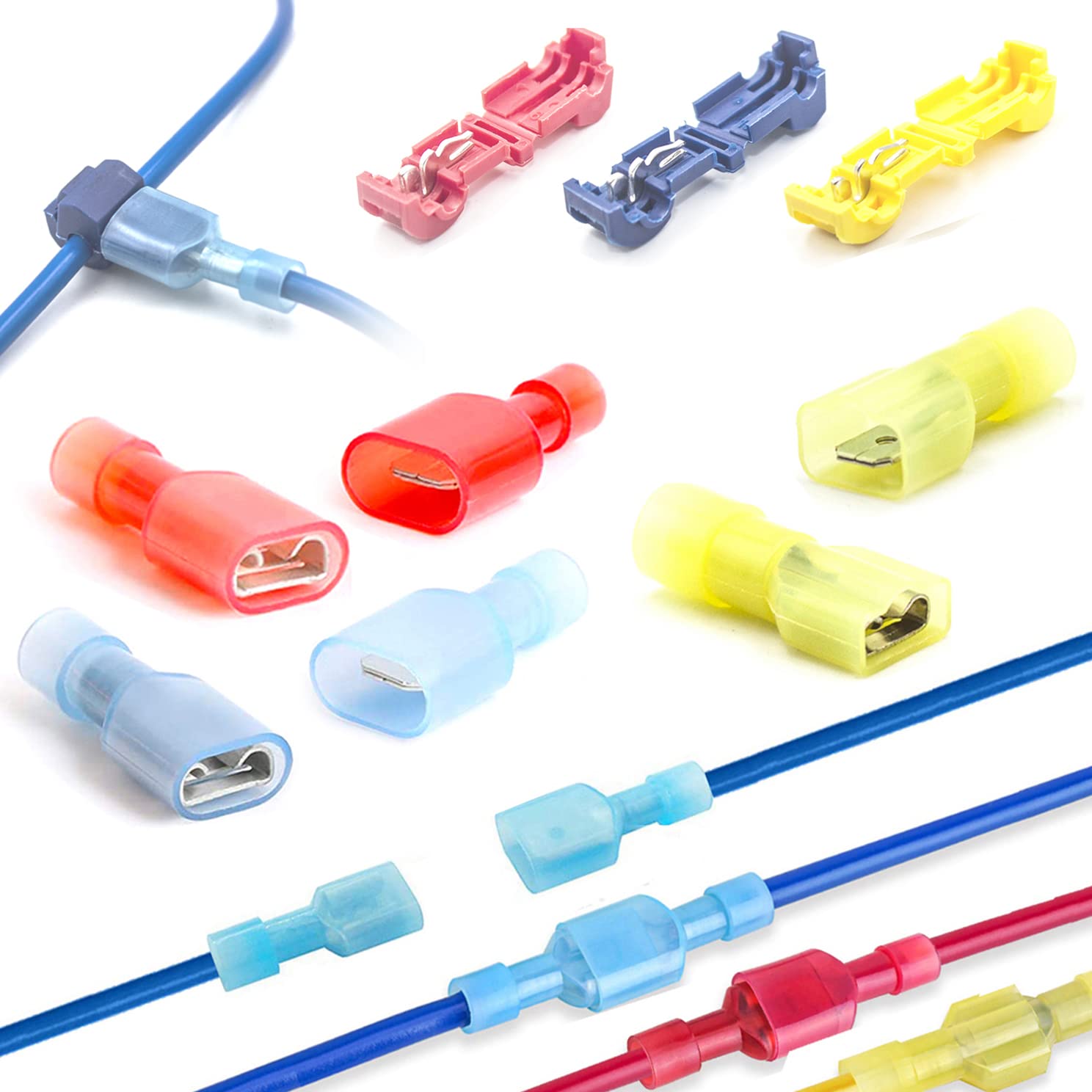 Buy REDGOOSE 180PCS Spade Quick Disconnect Connectors Kit 22-10 AWG ...