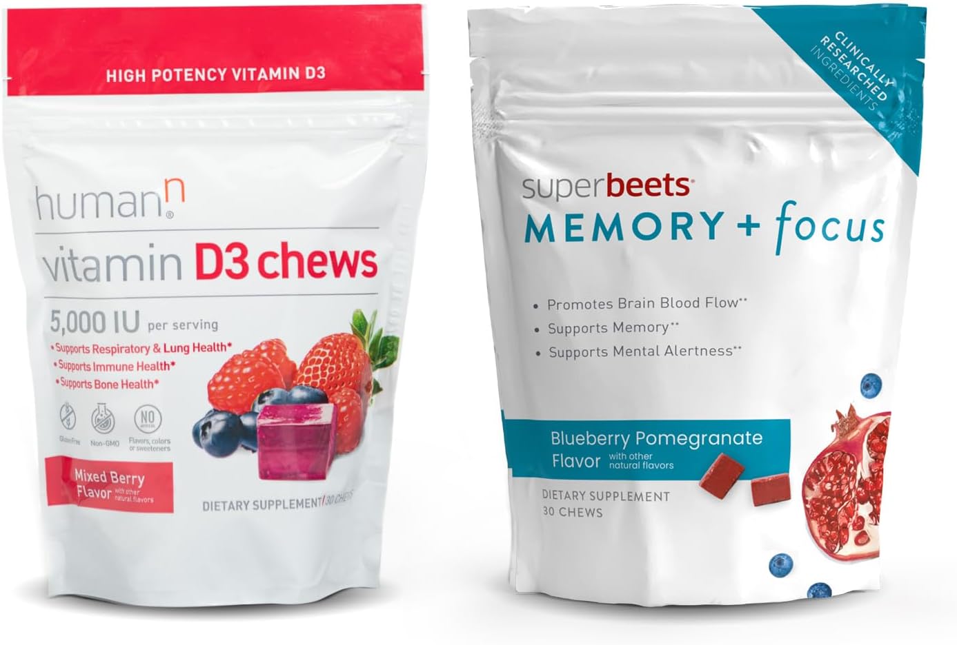 Amazon.com: humanN SuperBeets Memory + Focus Chews & D3 Chews : Health ...