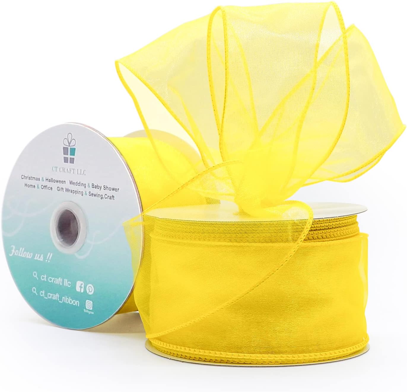 Amazon.com: Wired Ribbon for Gift Wrapping Organza Ribbons Xmas ...