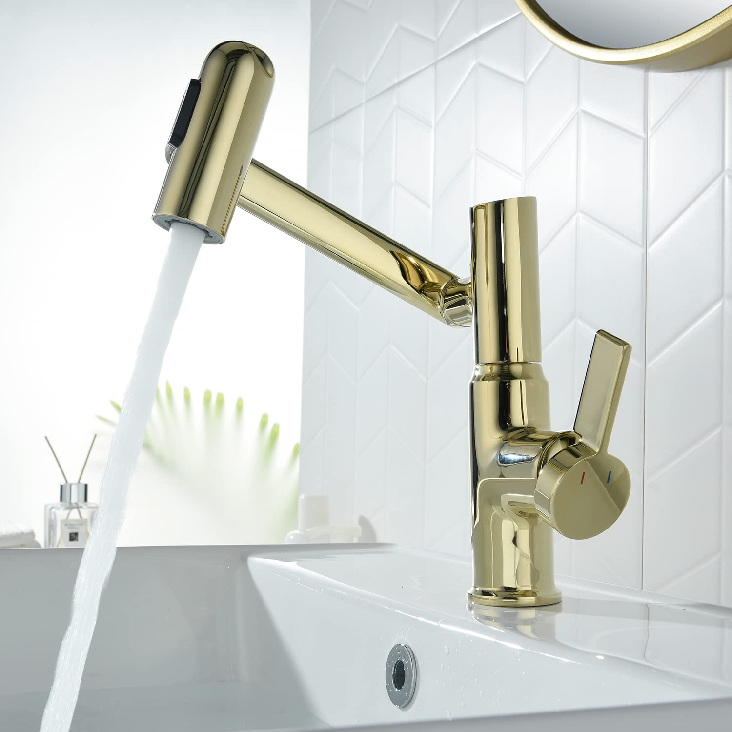 Lefton Rotatable Bathroom Faucet with Temperature Display (Batteries ...