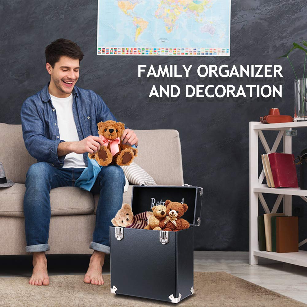 Buy Retround Vintage Retro Vinyl Leather Record Holder Case, LP Storage ...