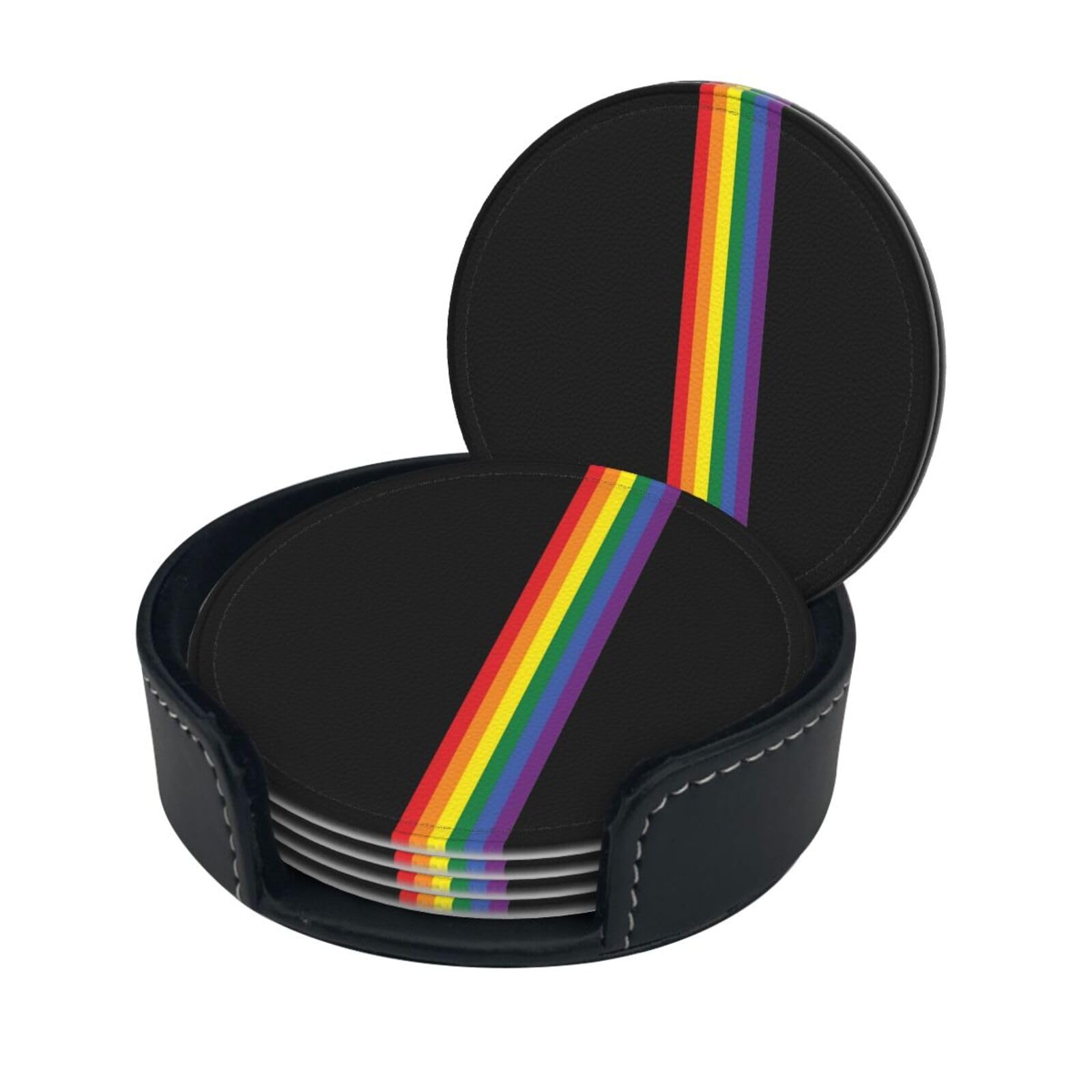 Amazon.com: 6pcs Rainbow LGBT Gay Pride Drinking Coasters Leather ...