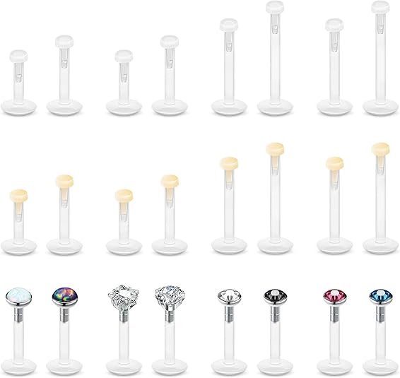 Amazon.com: PiercingArt 16G Clear Plastic Earrings for Work Sports ...