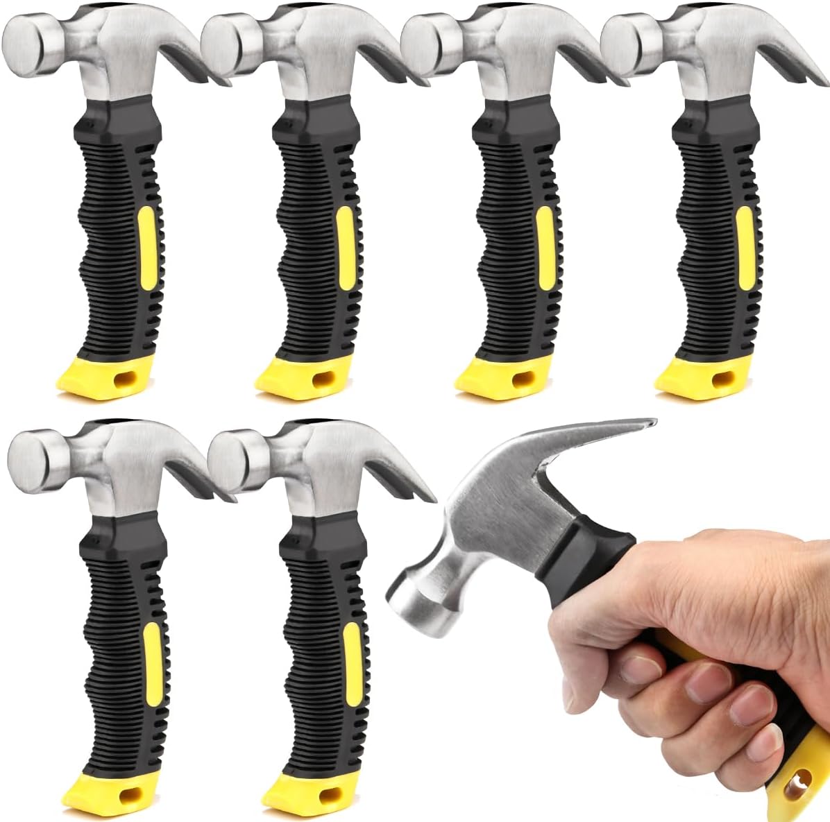 ZOENHOU 6 PCS 8 Oz Claw Hammer, Small Stubby Hammers Bulk with Anti ...
