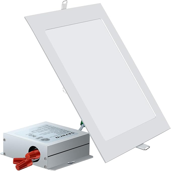 SAYHON 8 inch Ultra-Thin Square Recessed Lighting with Junction Box,18W ...