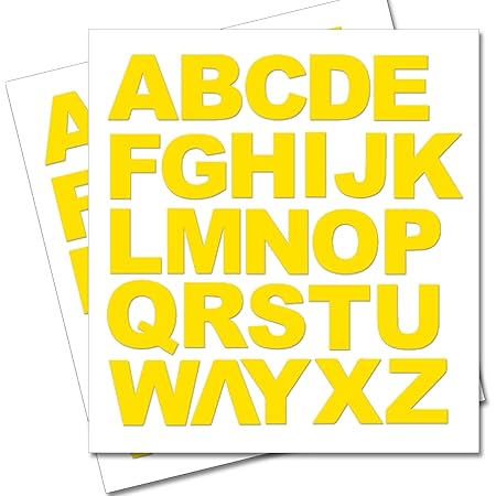 2 x Set of Full Alphabet Giant Yellow Letters - Removable Self Adhesive ...