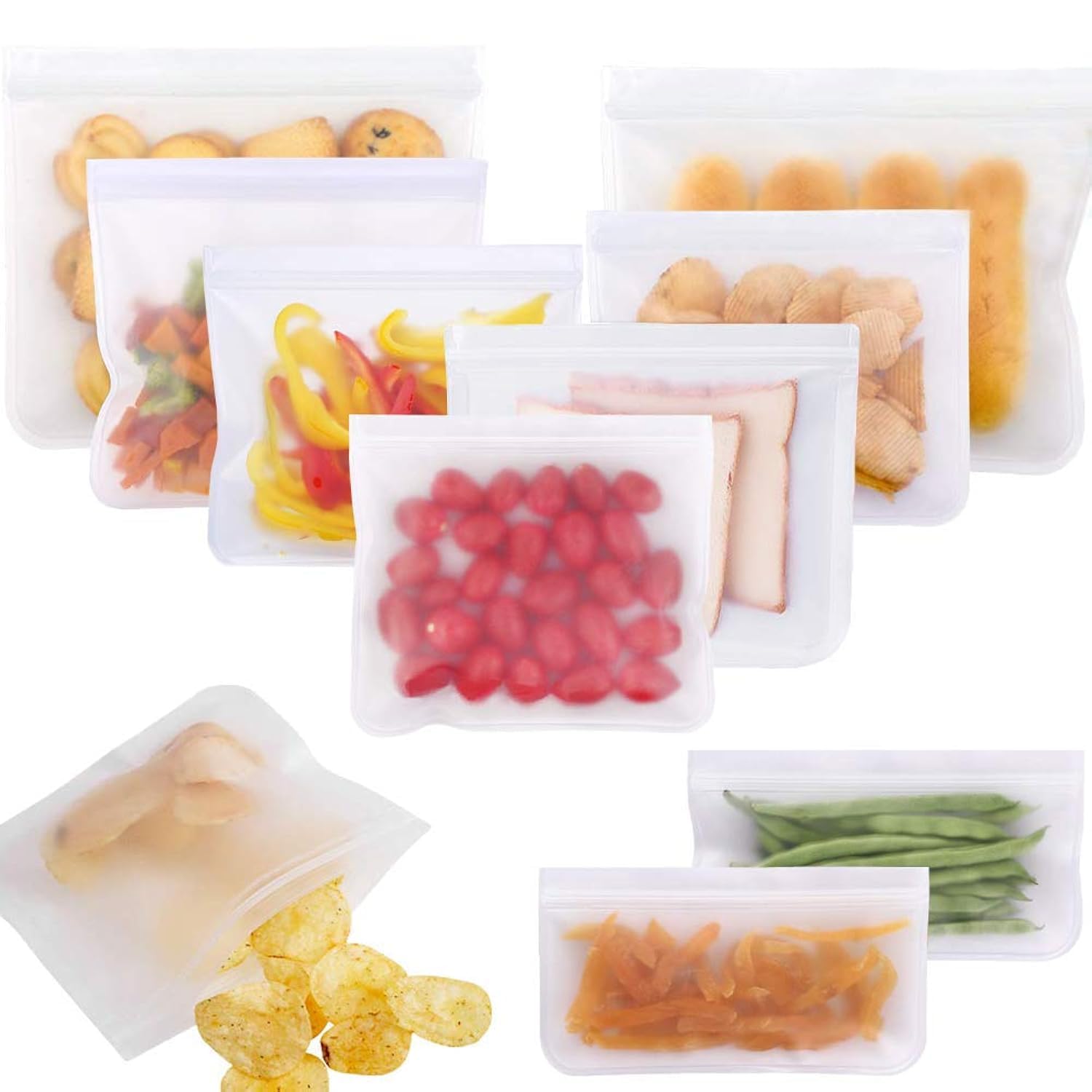 10 REUsable Food Storage Bags，REUsable Fruit And Vegetable Sandwich Bag ...