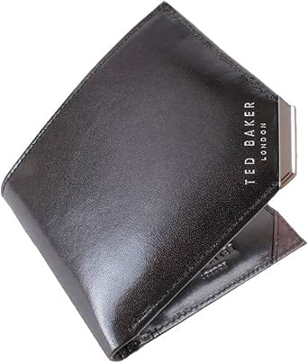 Amazon.com: Ted Baker Kornerr Metal Corner Bifold Coin Mens Black ...