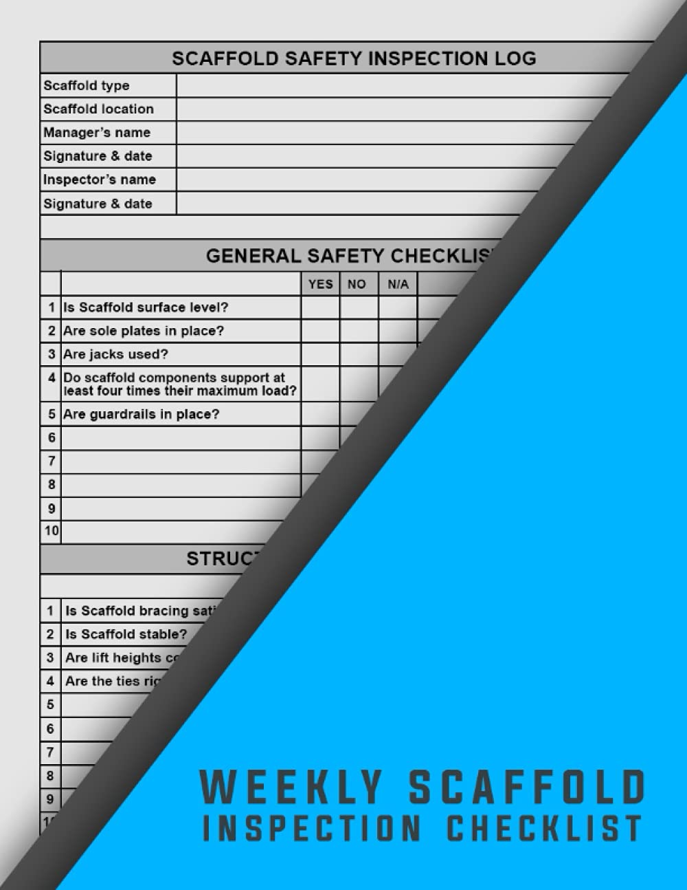 Weekly Scaffold Inspection Checklist: Scaffold Maintenance Logbook ...