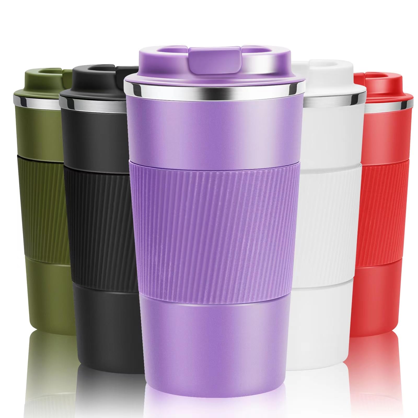 Amazon.com: YINJOYI 12oz Travel Coffee Cups Insulated Tumbler Thermal ...