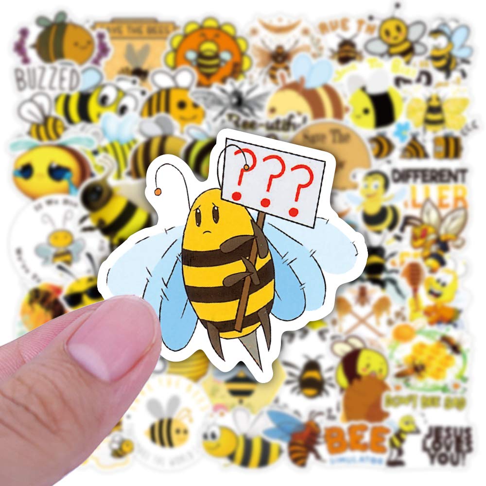 Honey Bee Sticker Yellow Cute Cartoon Decals Aiyale 100 Pcs Vinyl ...