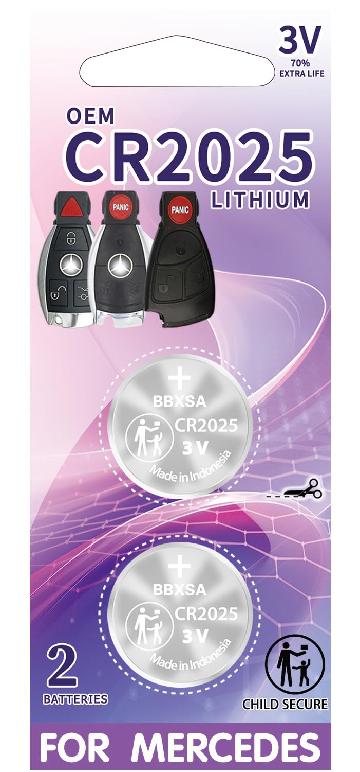 Amazon.com: 2 Pack CR2025 Key Fob Replacement Battery for Mercedes-Benz ...