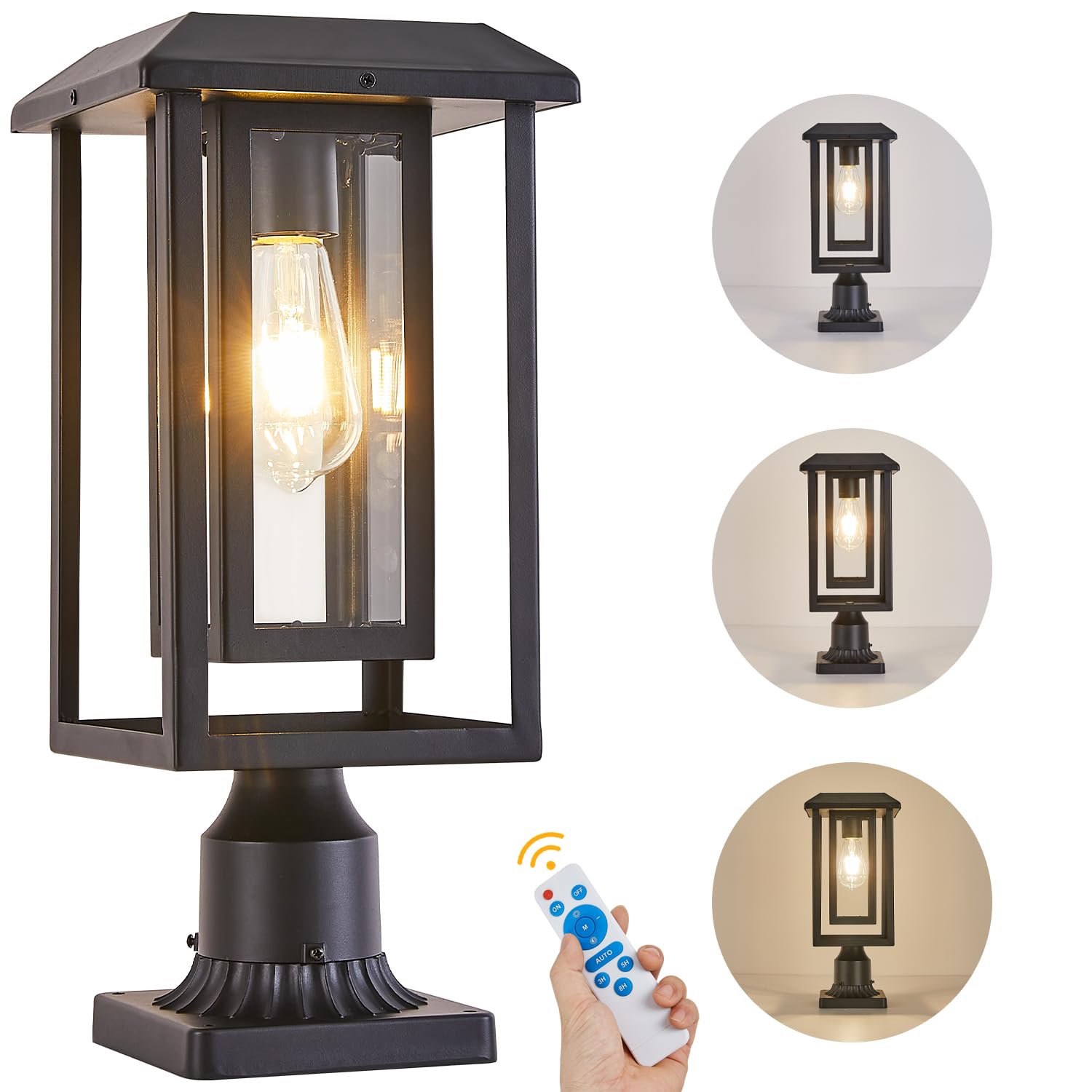 Solar Lamp Post Lights for Outdoor with Pier Mount Base, Dusk to Dawn ...
