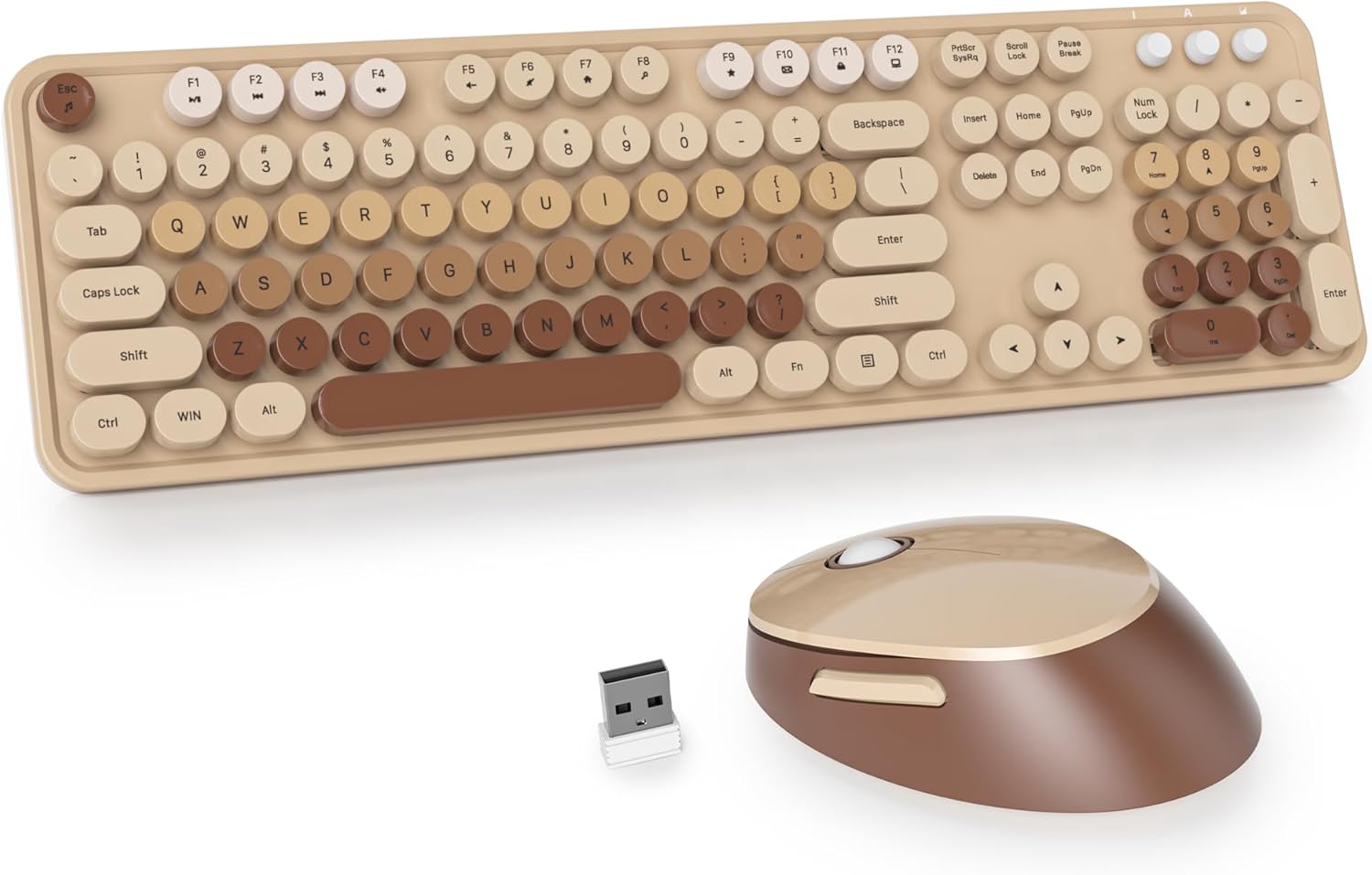 Amazon.com: Owpkeenthy Brown Keyboard and Mouse Wireless, Cute Colorful ...