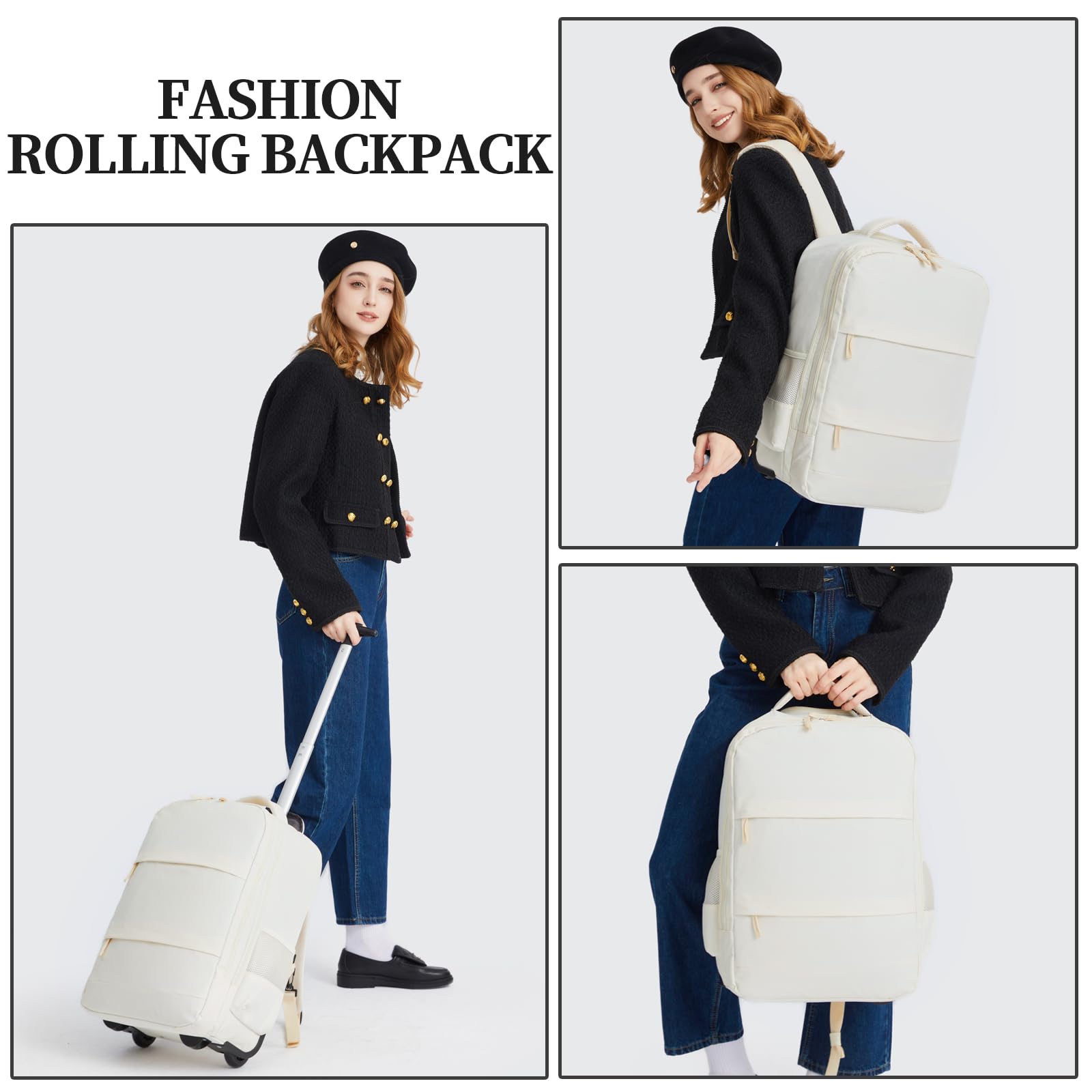 Travel Backpack with Wheels,Rolling Backpack Roller Backpack Wheeled ...