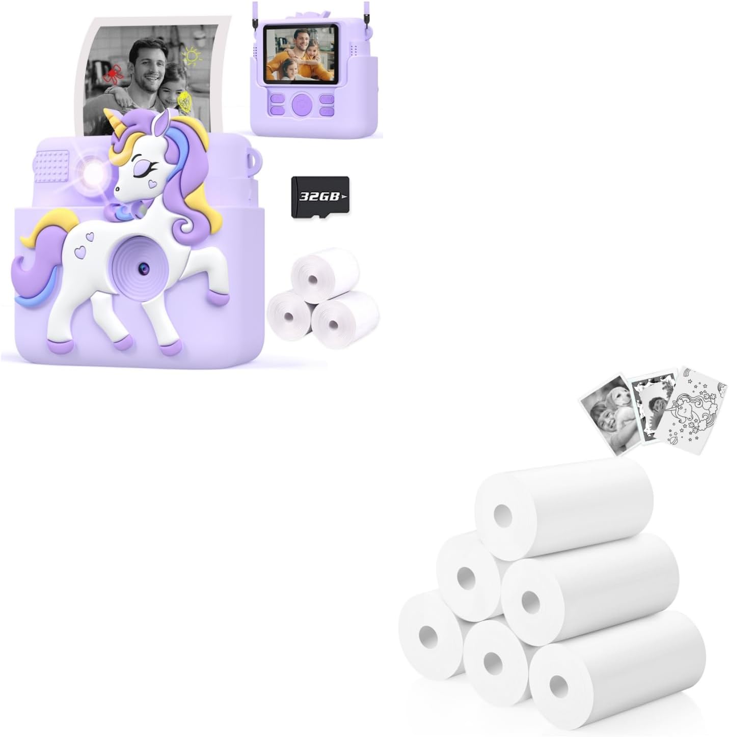 Amazon.com : 6 Rolls Thermal Paper Refills and Careenoah Kids Camera ...