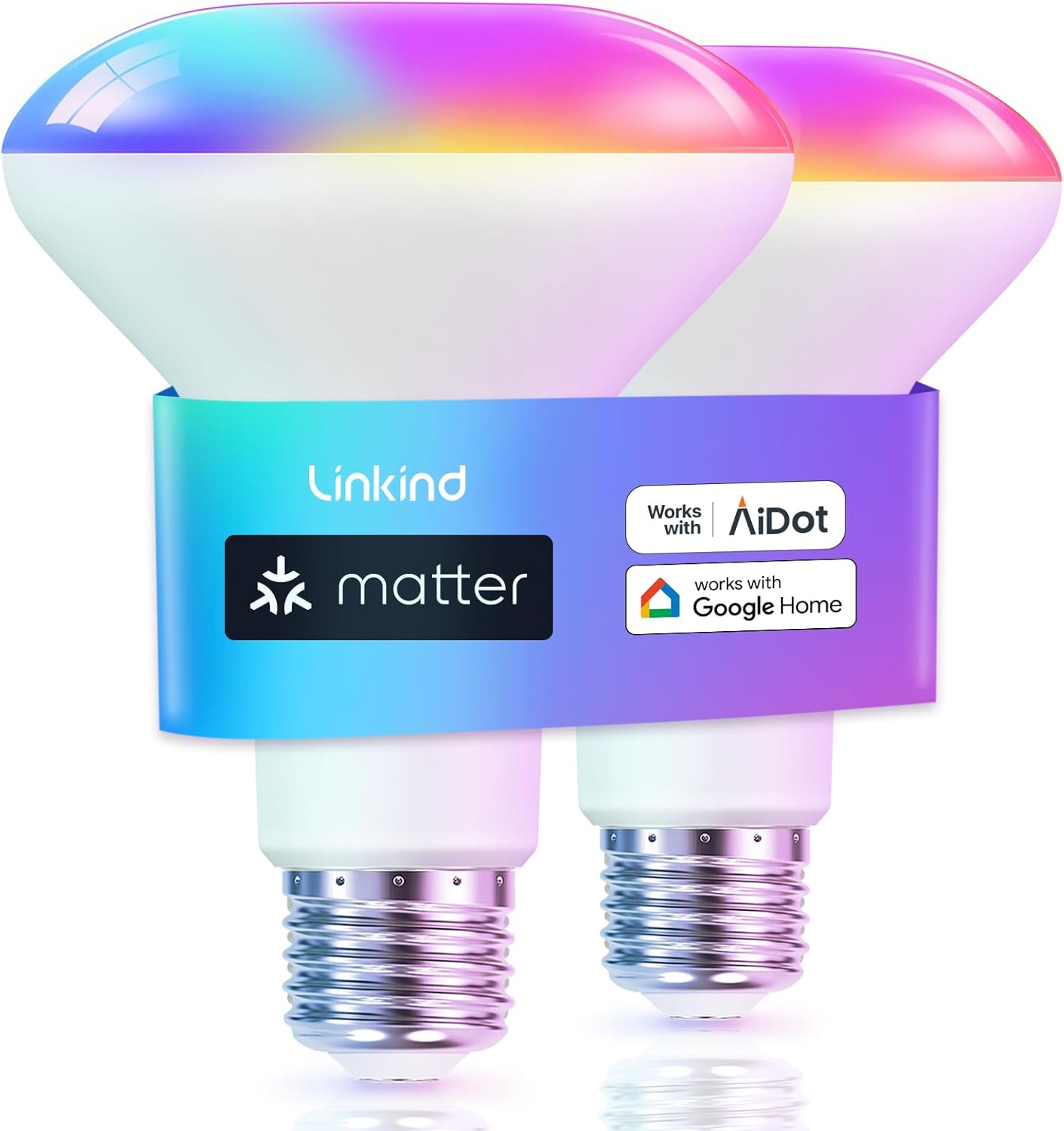 Linkind Matter Smart RGBTW Bulb, BR30 Smart Light Bulbs, LED Color ...