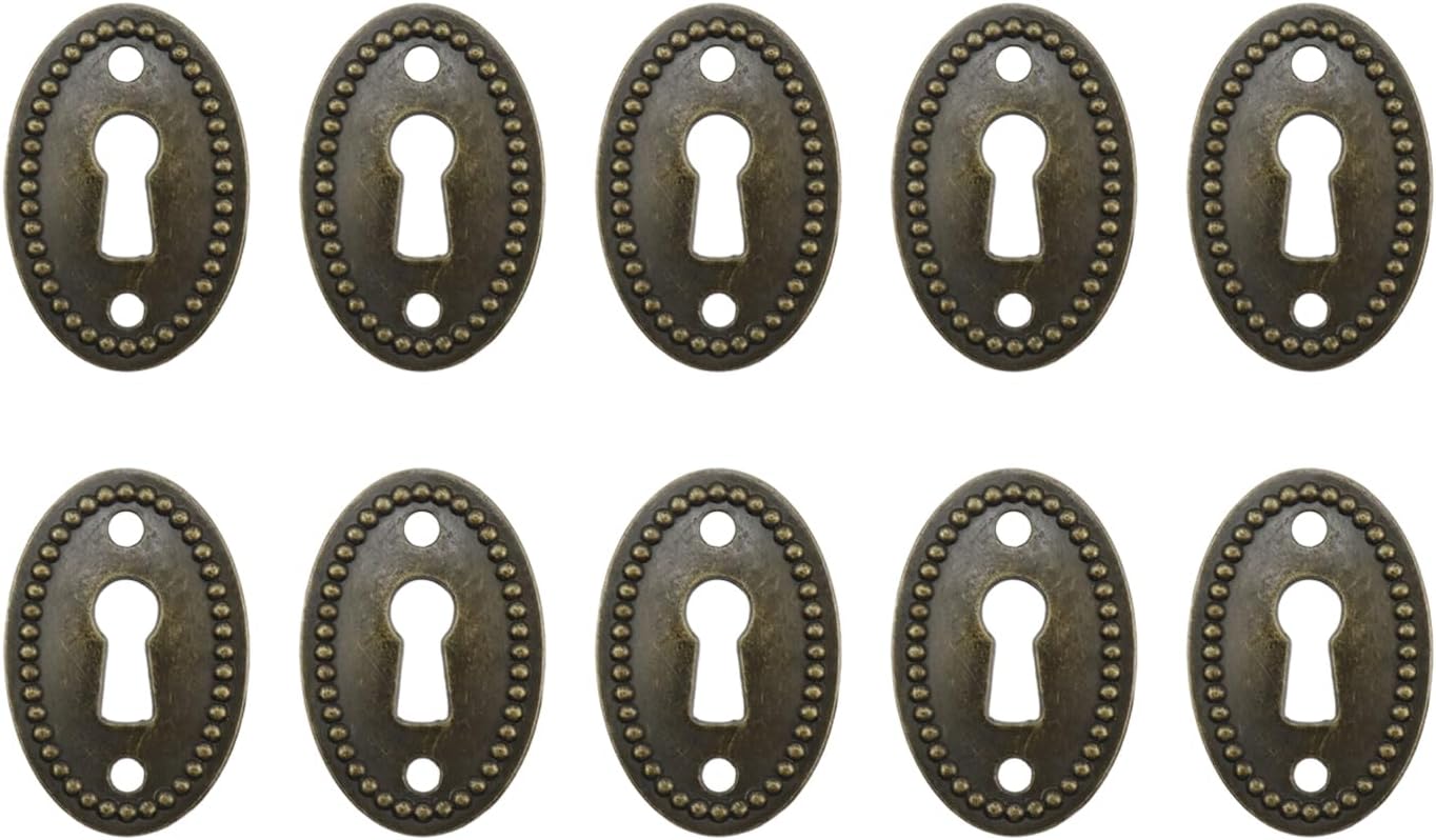 T Tulead 10 Pcs Keyhole Cover Antique Brass Decorative 1-2/5"L x 1"W ...