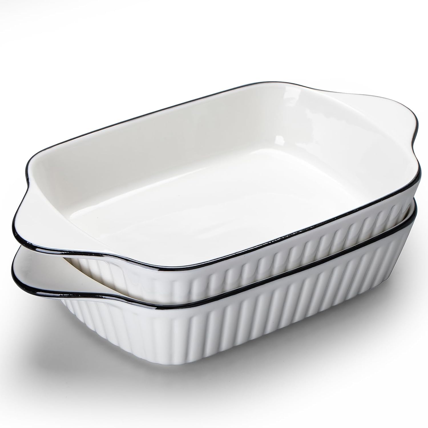 Baking Dishes set of 2, 10.5'' Lasagne Dish, Ceramics Rectangular ...
