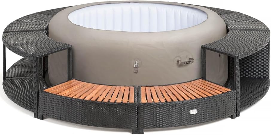 Lay-Z-Spa Rattan Hot Tub Surround, Weatherproof Rattan with Built In ...