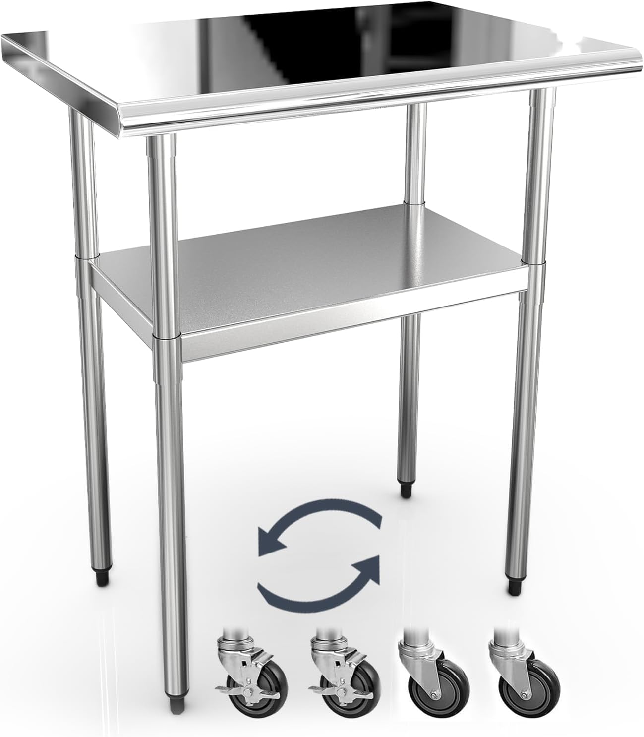 Amazon.com: Wrilibo Stainless Steel Table with Wheels and Feet,NSF ...