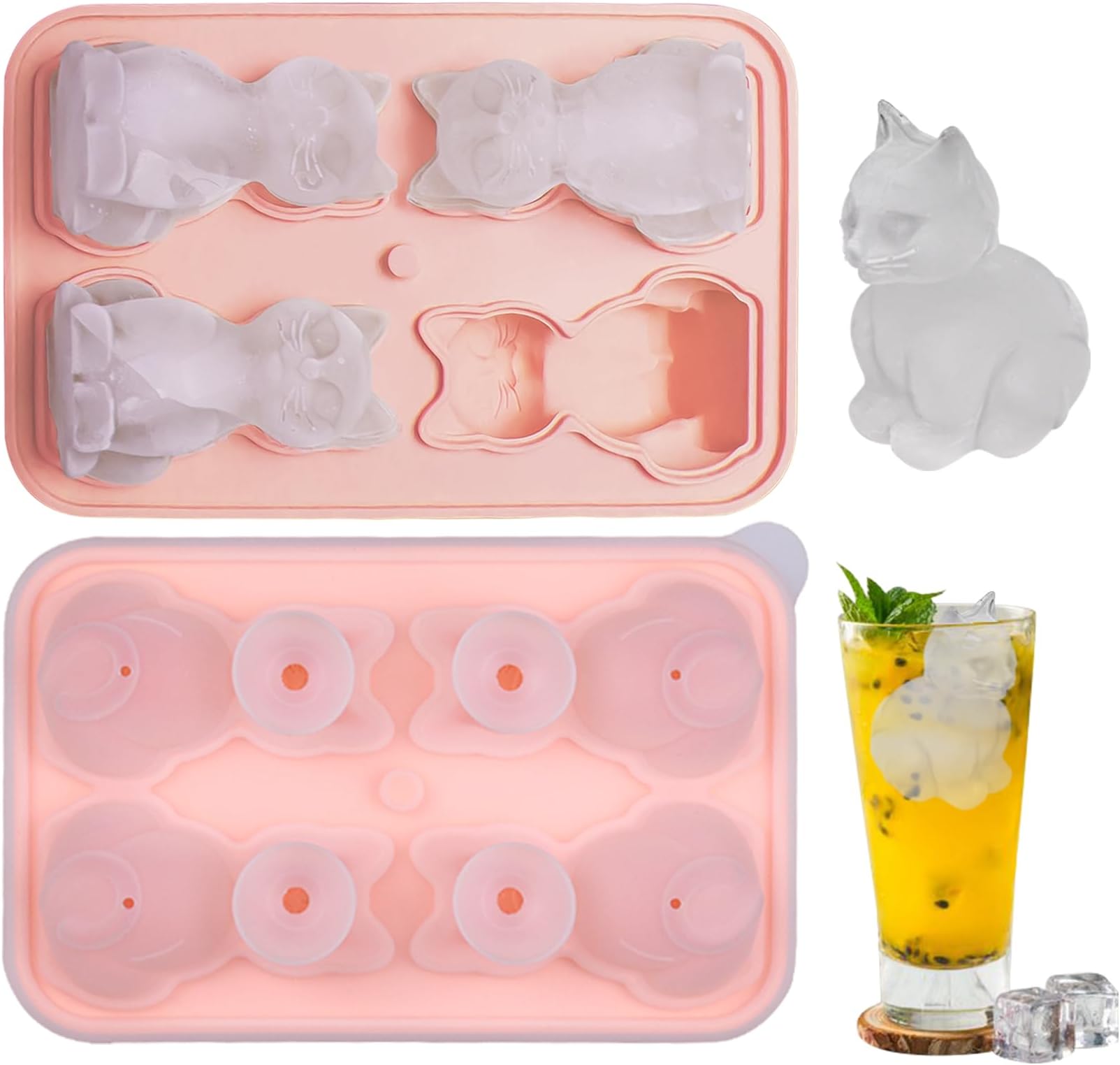 Amazon.com: Cat Shaped Silicone Ice Cube Molds and Tray Jelly Biscuits ...